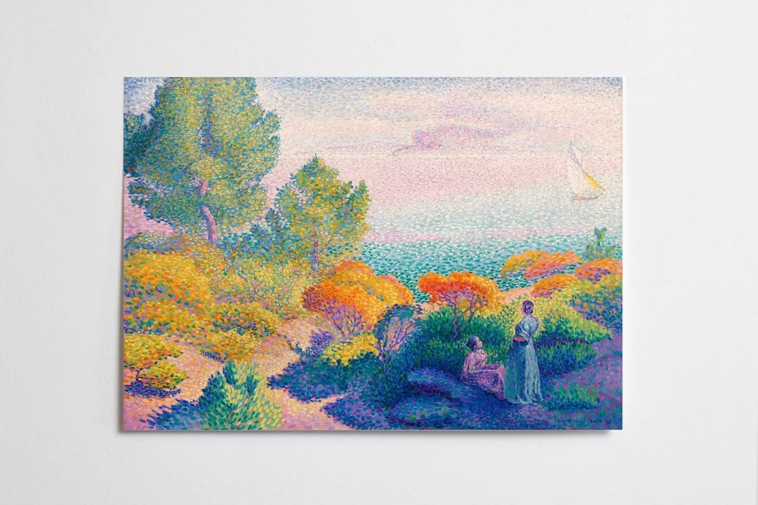 Colorful Pointillism Landscape Art Print Neo-impressionist Seaside ...