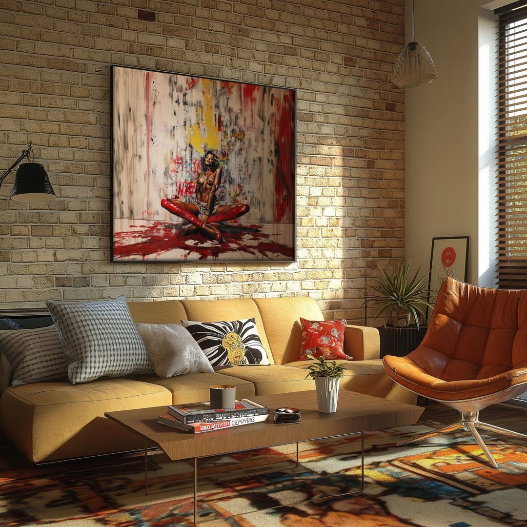 Provocative Red Boots Art Poster, Sexy Graffiti Pin-up Print, Bold ...