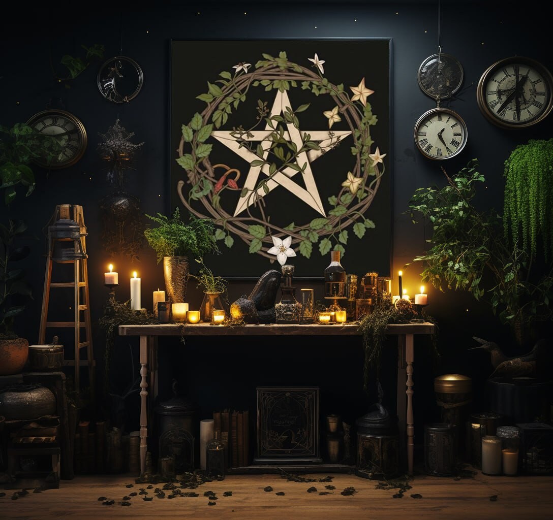 Pentagram Posters Green and Light Purple Nature Inspired - Etsy