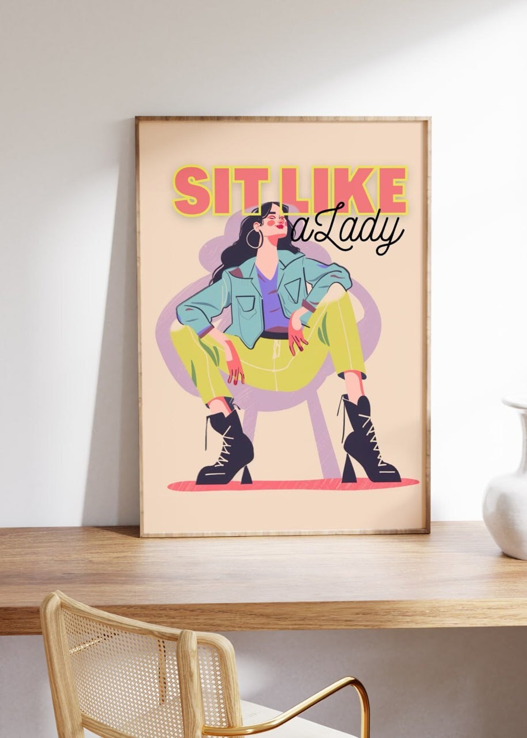 Sit Like a Lady Confident Woman Poster Feminist Art Print Empowering ...