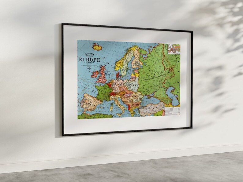 Europe Political Map Poster, Decoration Map, Europe Map Print, Large ...