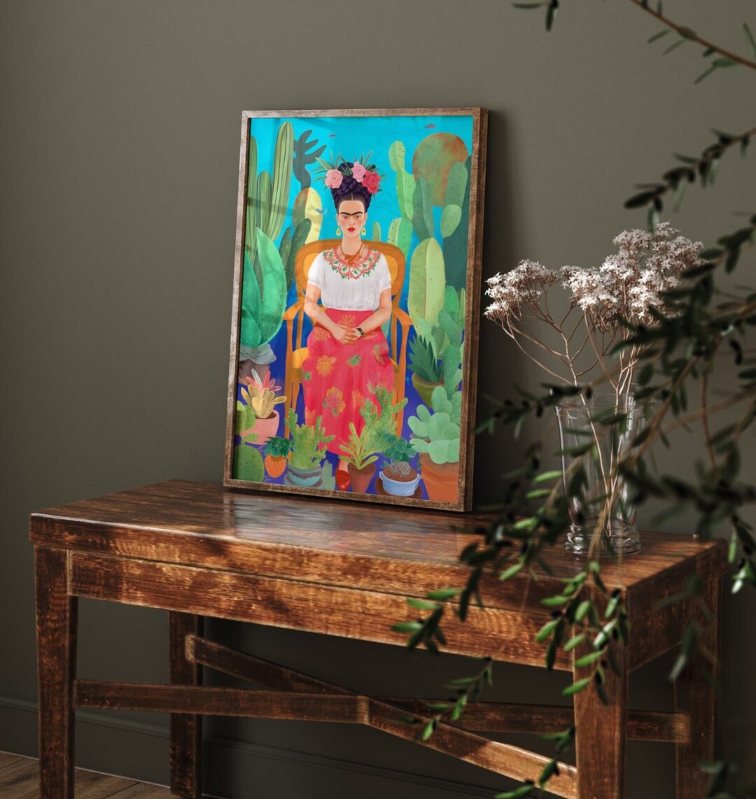 Frida Kahlo Poster, Cactus Print, Floral Wall Art, Frida Print ...