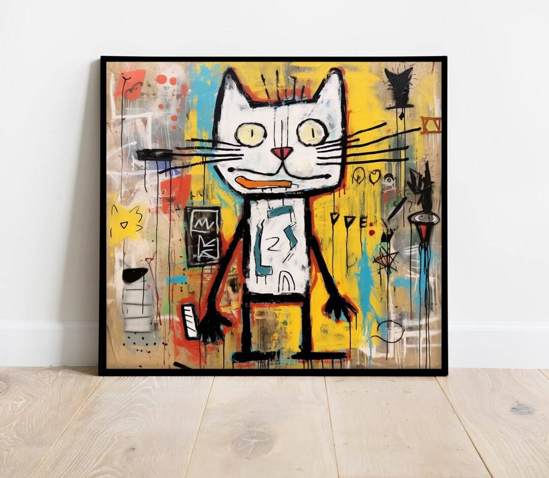 Modern Cat Poster Contemporary Art Painting Cat Lovers Home - Etsy