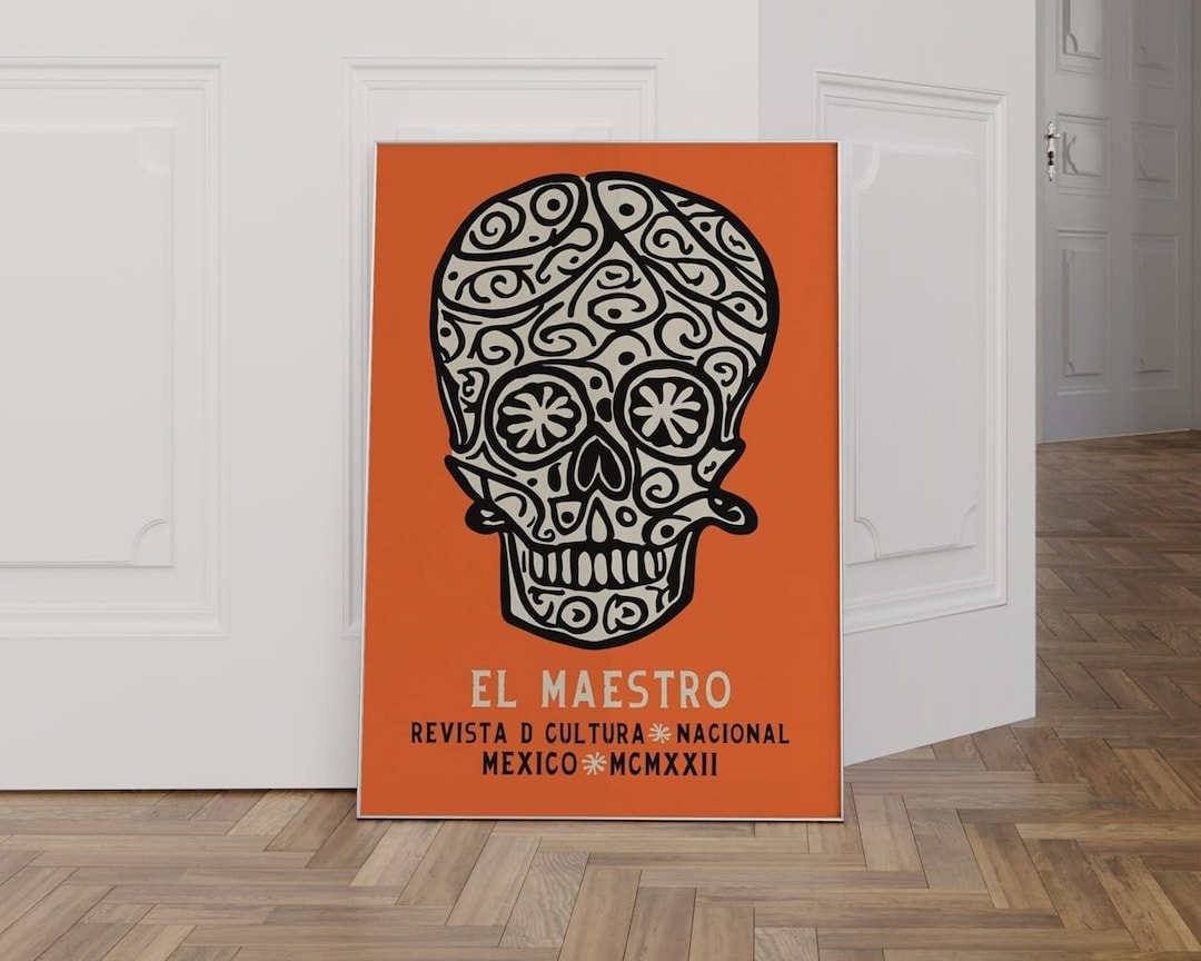 El Maestro Poster, Mexican Exhibition Print, Mexican Poster, Skull ...