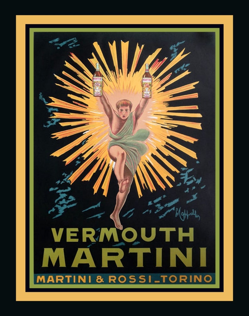 Vintage Martini Poster, Retro Wermut Druck, Klassische Cocktail Kunst ...