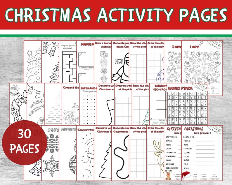 30 Printable Christmas Activity Pages | Christmas Activity Book for ...