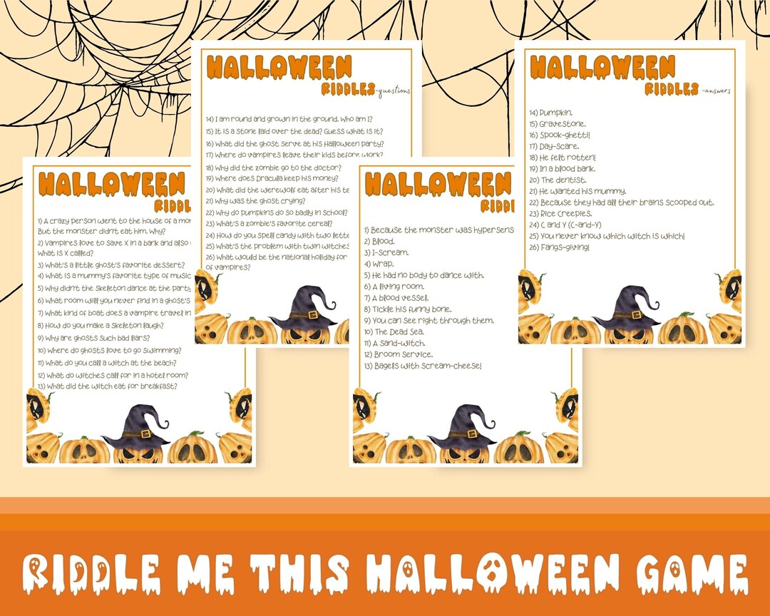 Halloween Riddle Me This Game for Kids Halloween Party Game Halloween ...