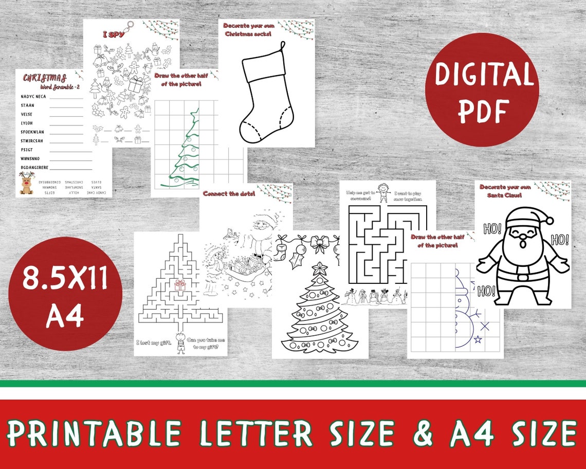 30 Printable Christmas Activity Pages Christmas Activity Book for Kids ...