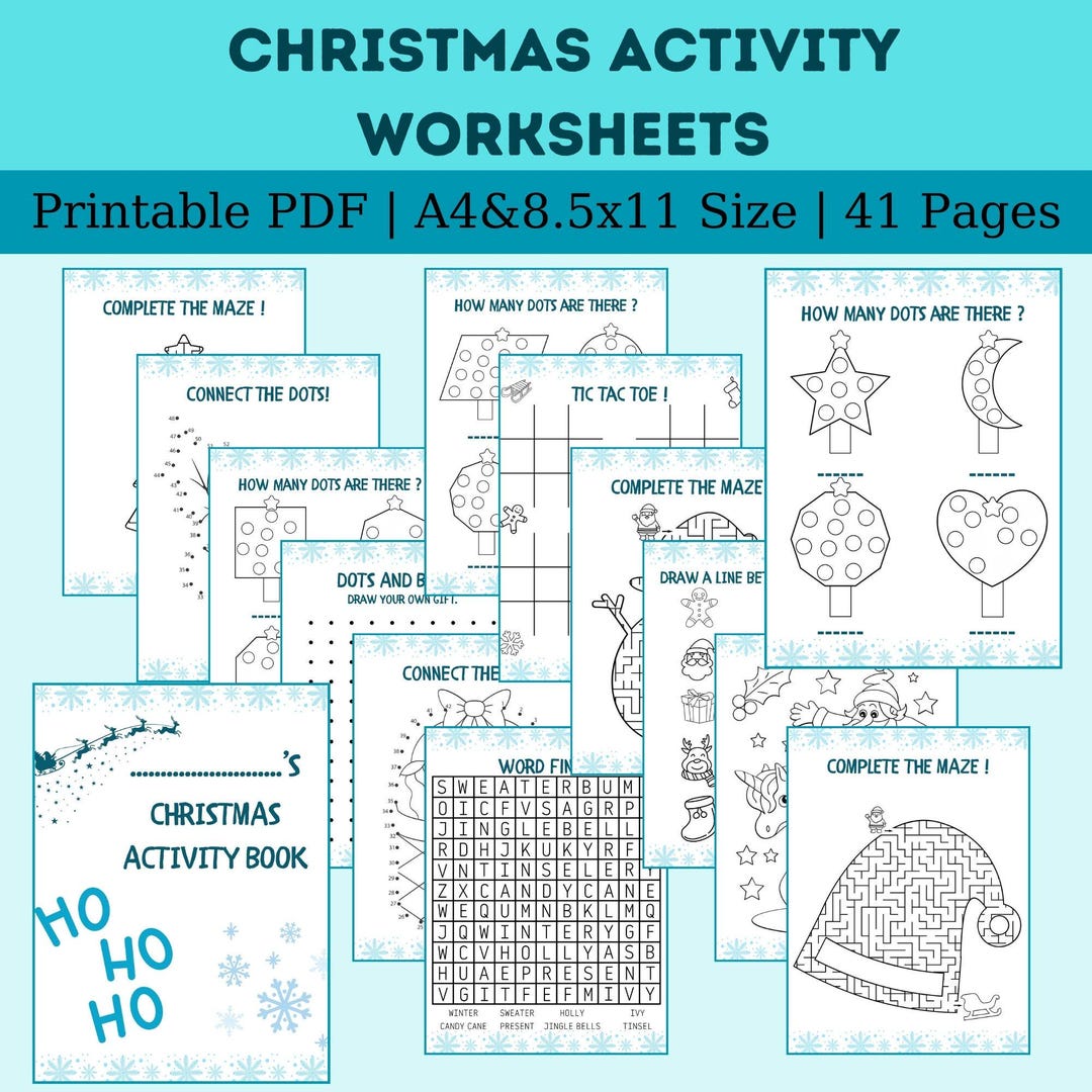 41 Christmas Activity Pages for Kids Printable Pdf Homeschool Preschool ...