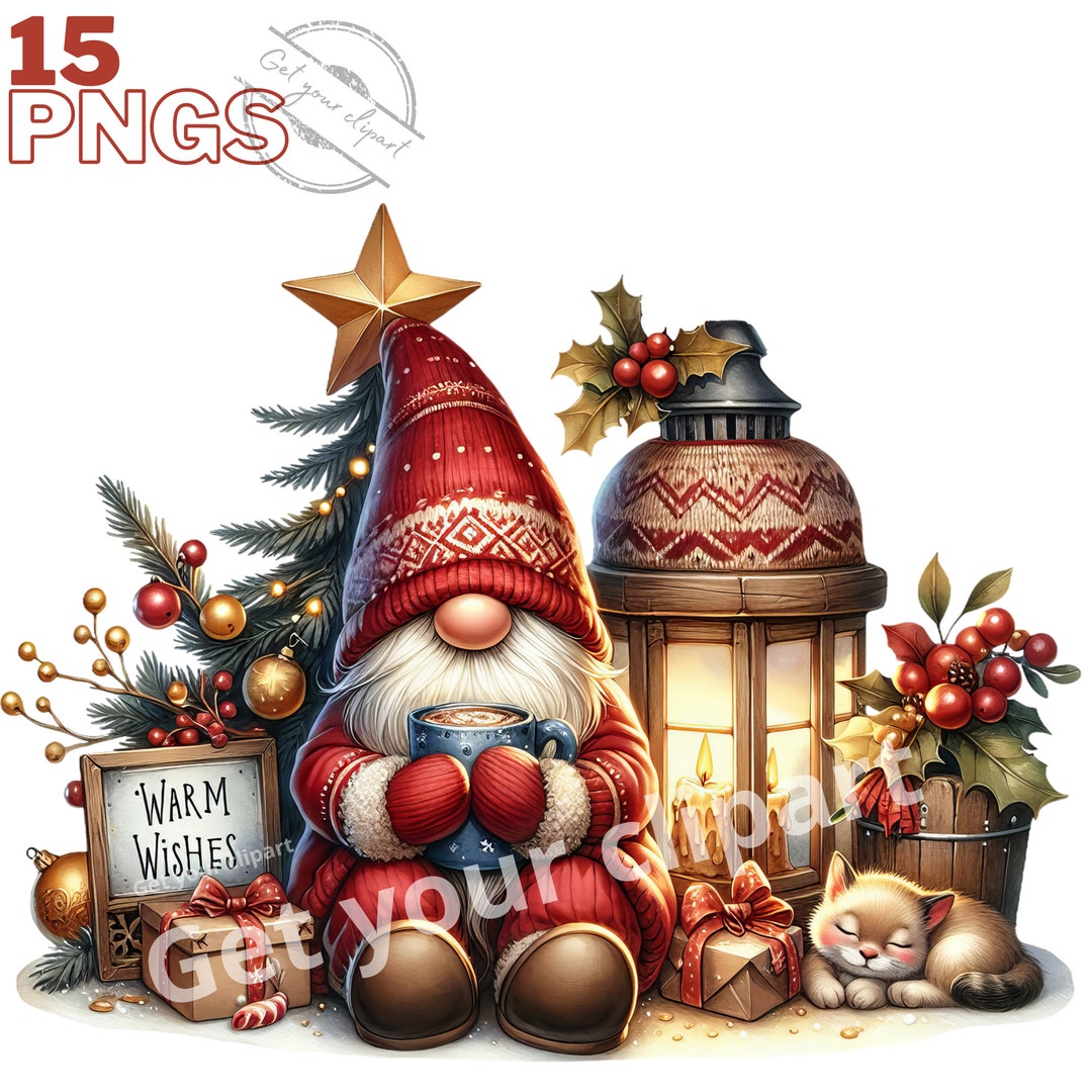 Christmas Gnome Clipart Bundle, Christmas Clipart, Winter Gnome Png ...