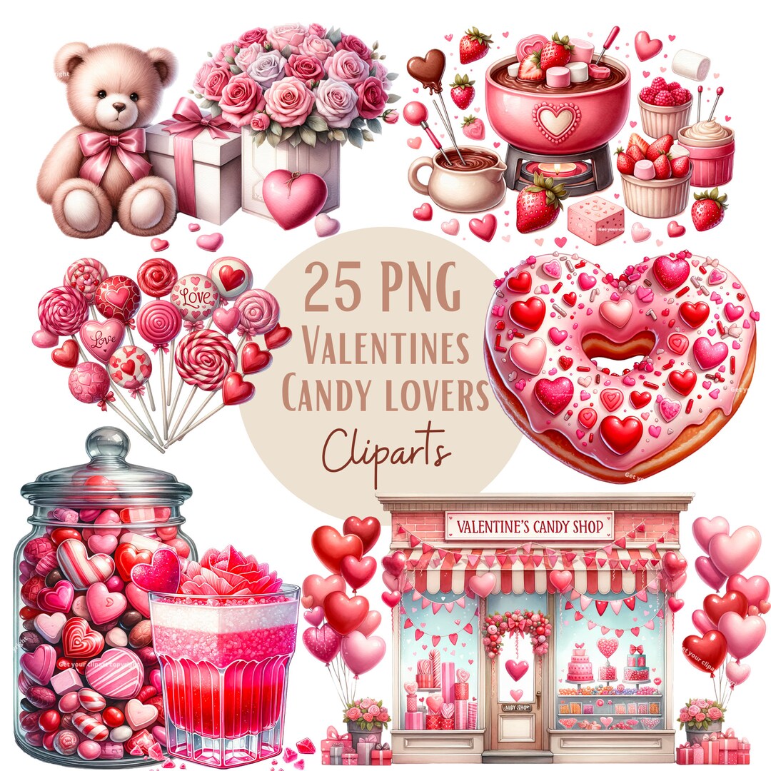 Valentines Candy Lovers Clipart Bundle, Valentines Clipart, Valentines ...