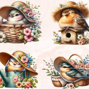 Cute Summer Bird Clipart Bundle, Watercolor Birds, Watercolor Summer ...