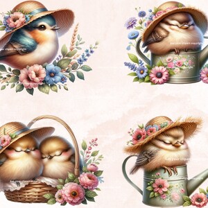 Cute Summer Bird Clipart Bundle, Watercolor Birds, Watercolor Summer ...