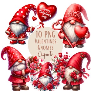 Valentines Gnome Clipart Bundle, Valentines Clipart, Valentines Png ...