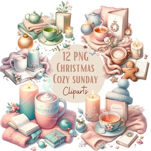 Cozy Christmas Sunday Watercolor Clipart Bundle, Christmas Png Bundle ...