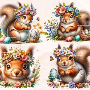 Easter Squirrel Png Graphics, Easter Png Clipart Bundle, Woodland ...