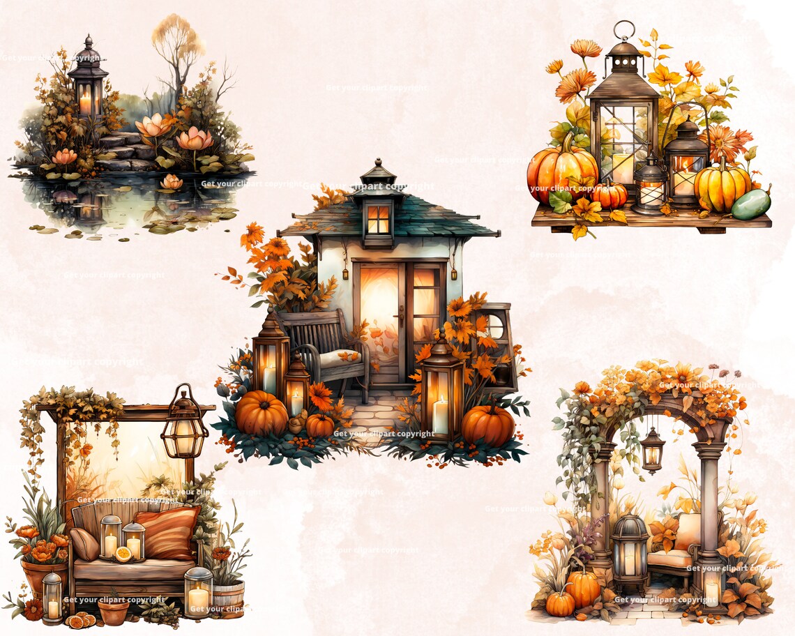Autumn Cozy Garden Clipart Bundle, Hello Fall Png Designs, Garden ...