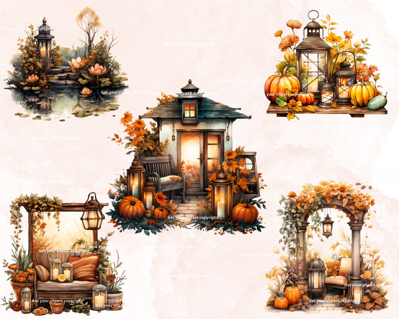 Autumn Cozy Garden Clipart Bundle, Hello Fall Png Designs, Garden ...