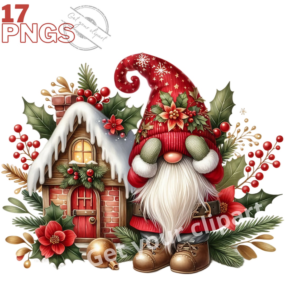 Christmas Gnome Clipart Bundle, Christmas Clipart, Winter Gnome Png ...