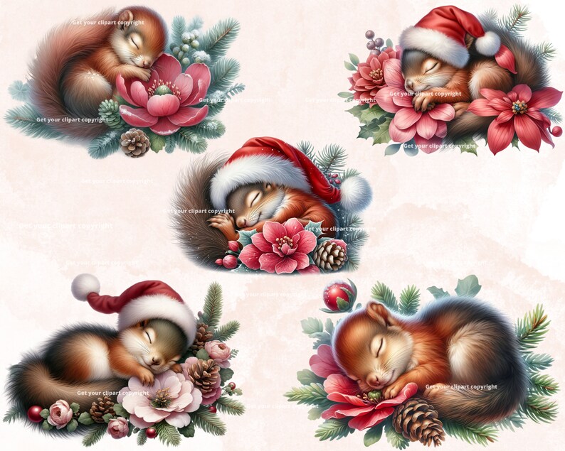 Christmas Squirrel Clipart Bundle, Christmas Clipart, Winter Png ...