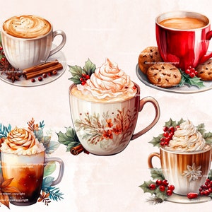 Winter Drinks Watercolor Clipart Bundle, Christmas Png Bundle, Coffee ...