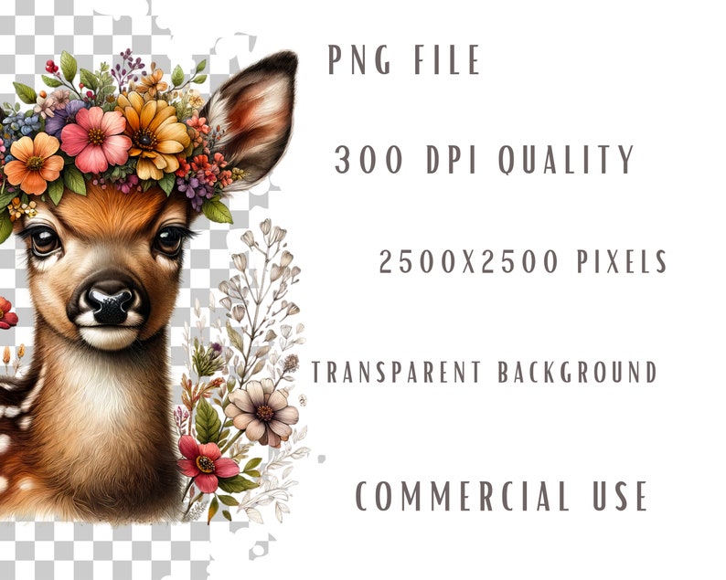 Spring Fawn Clipart Bundle, Spring Fawn, Watercolor Fawn Graphics, With ...