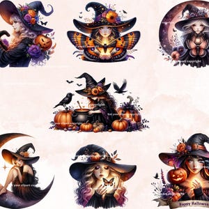 Halloween Witch Clipart Bundle, Halloween Png Bundle, Fantasy Clipart ...