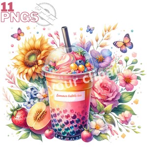 Summer Bubble Tea Clipart Bundle, Summer Bubble Tea, Bubble Tea Png ...