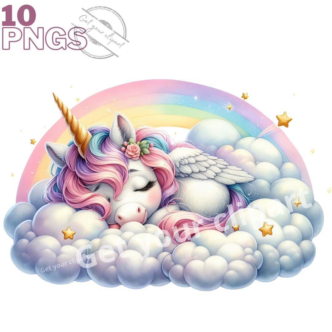 Baby Unicorn Clipart Bundle, Unicorn Png Graphics, Cute Unicorn Png ...