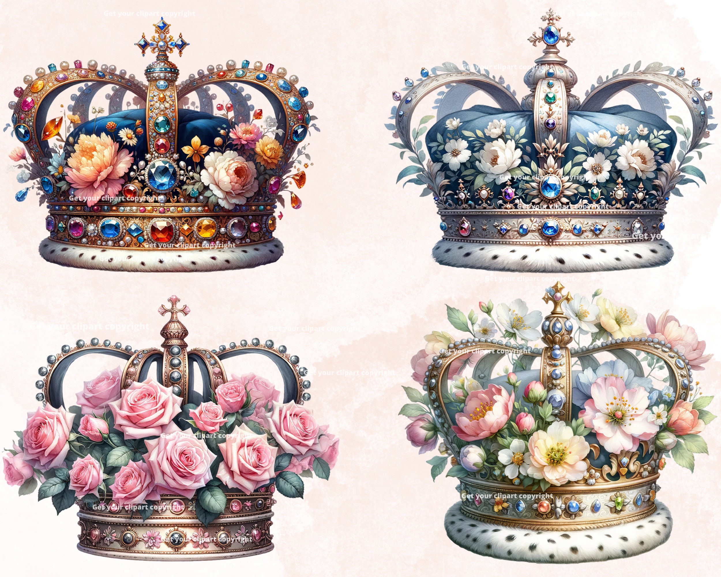 Royal Crown Clipart Bundle, Royal Graphics, Crown Png, With Transparent ...