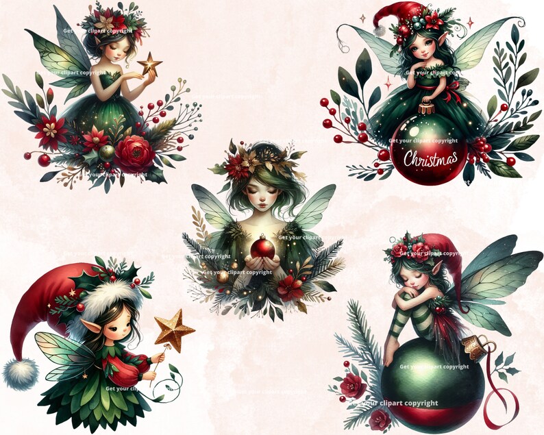 Christmas Fairy Clipart Bundle, Christmas Png Bundle, Christmas ...