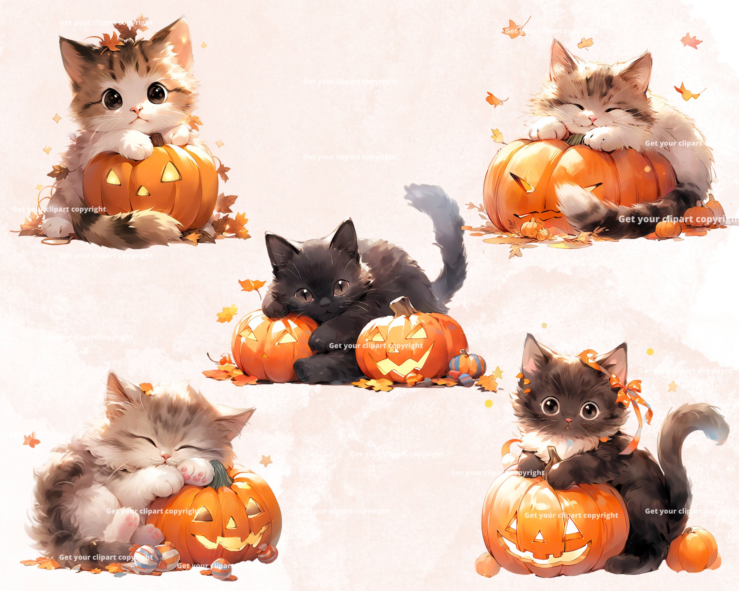 Cat Clipart Bundle Halloween Cat Png Halloween Clipart - Etsy
