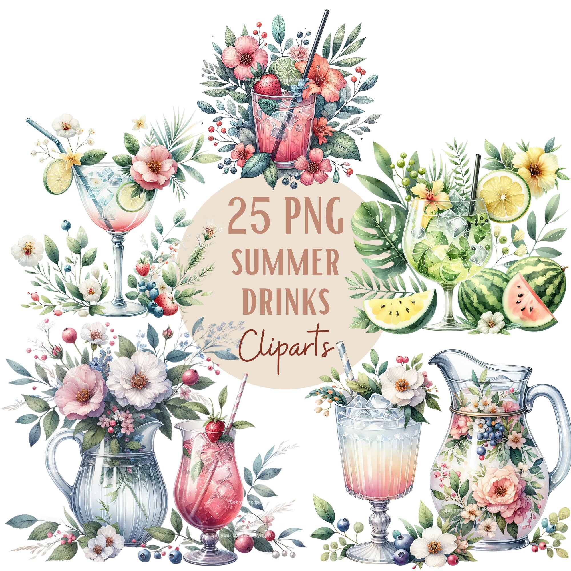 Summer Drinks Clipart Bundle, Summer Cocktails, Summer Graphics ...