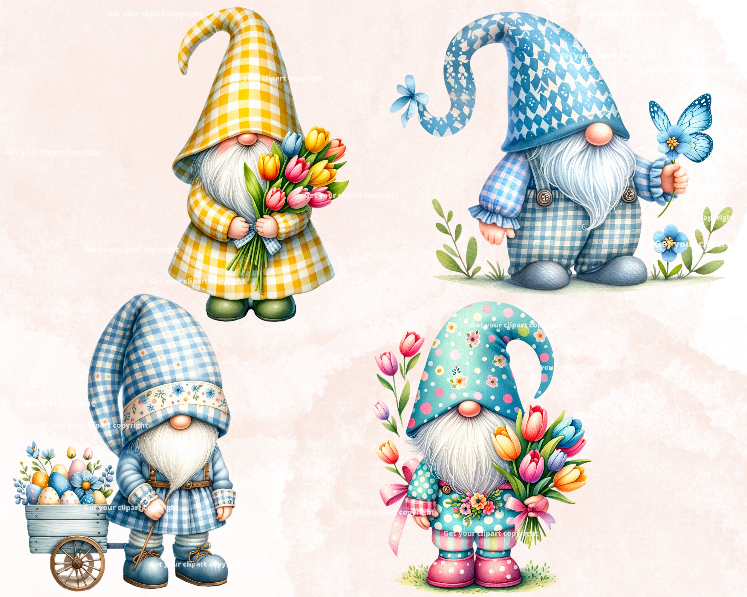Easter and Spring Gnome Clipart Bundle, Garden Clipart, Spring Gnome ...