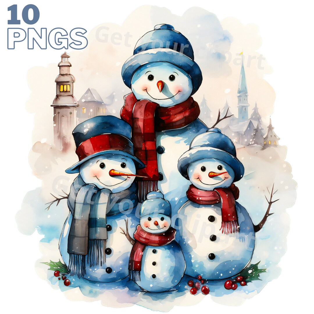 Snowman Png Clipart Bundle, Snowman Clipart Bundle, Winter Clipart Set ...