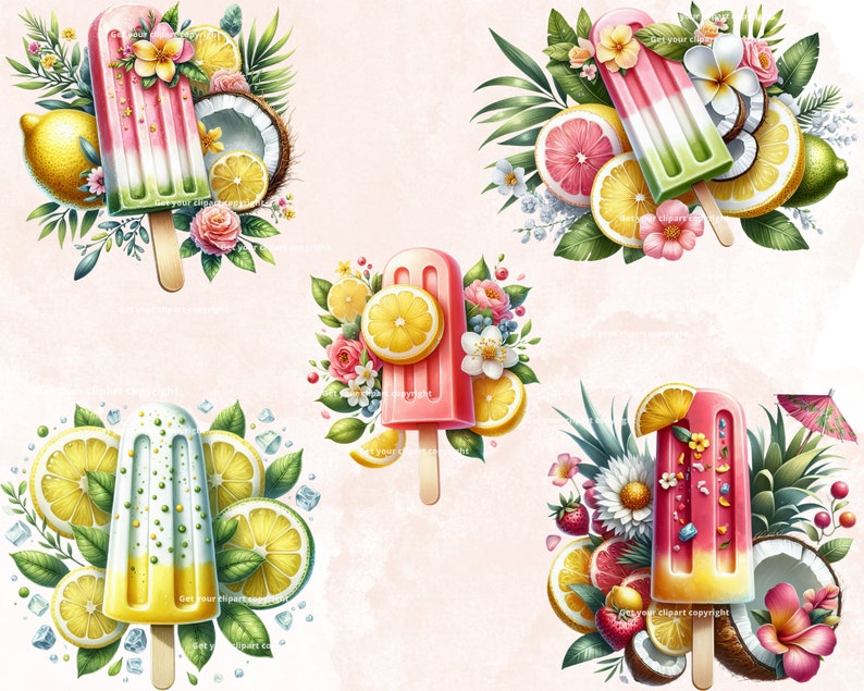 Summer Popsicle Clipart Bundle, Ice Cream Clipart , Ice Cream Pngs ...