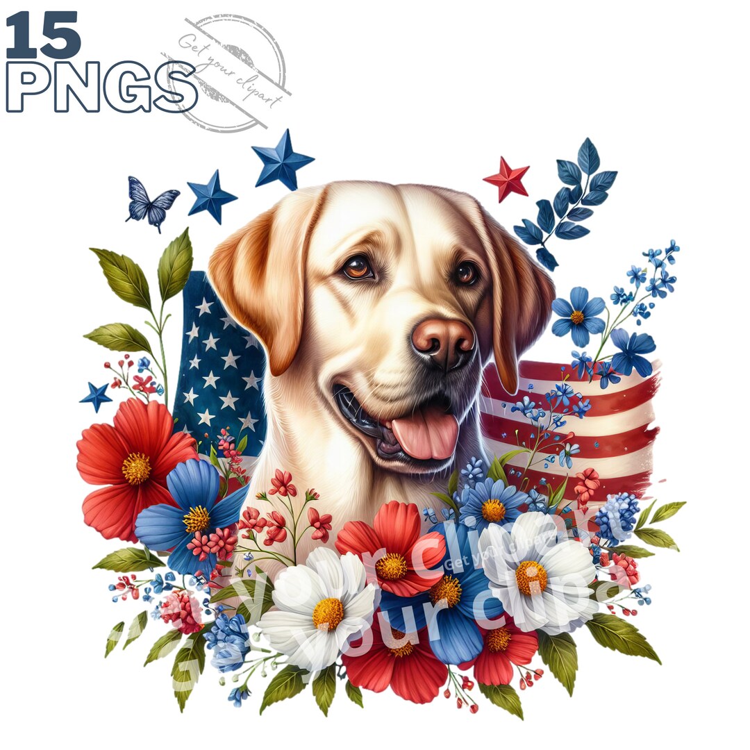4th of July Labrador Clipart Bundle, Independence Day Clipart, 4th of ...