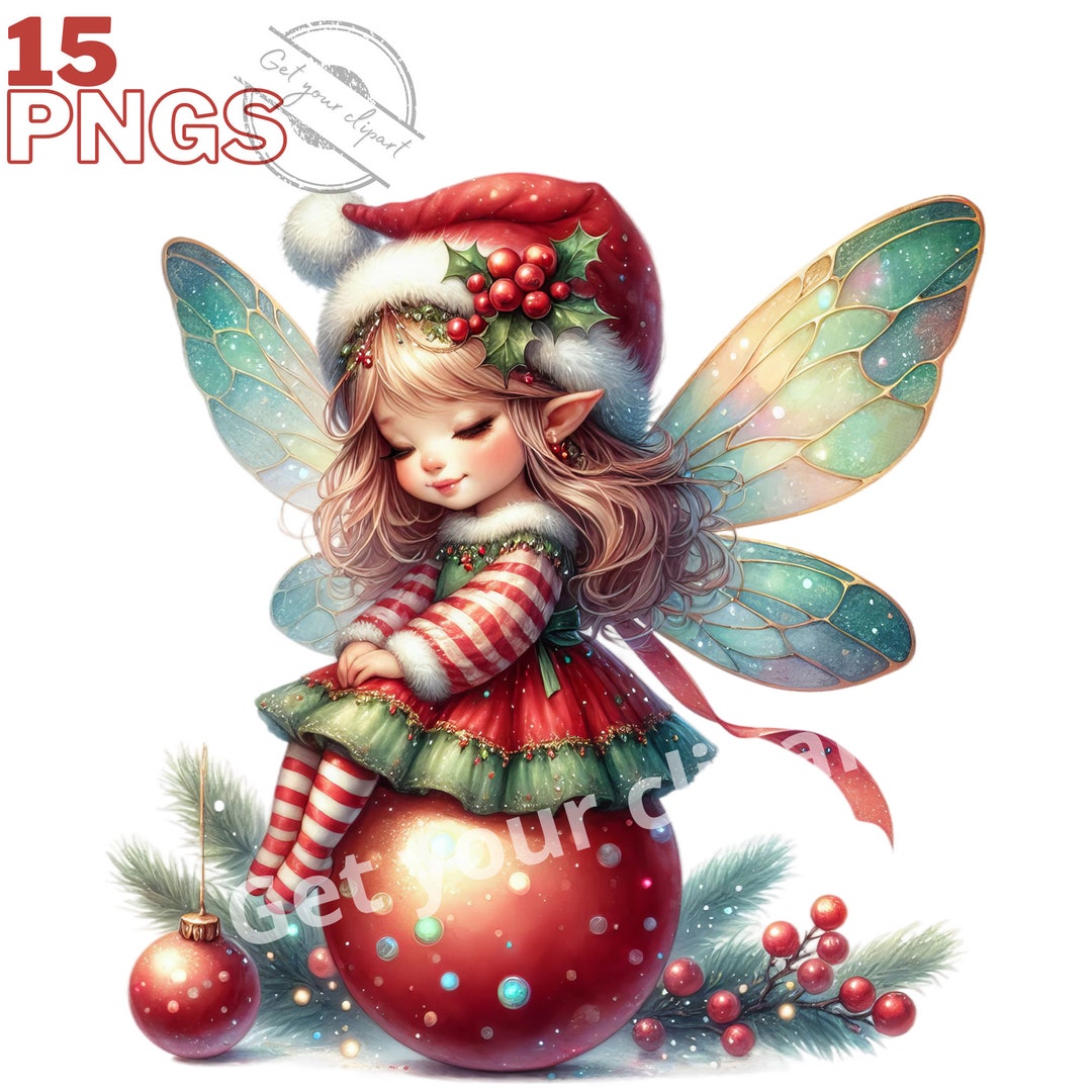 Christmas Fairy Clipart Bundle, Christmas Png Bundle, Fantasy Clipart ...