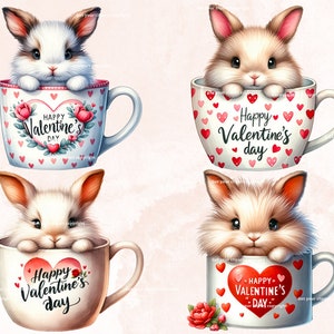 Valentines Bunny Clipart Bundle, Valentines Clipart, Valentines Png ...