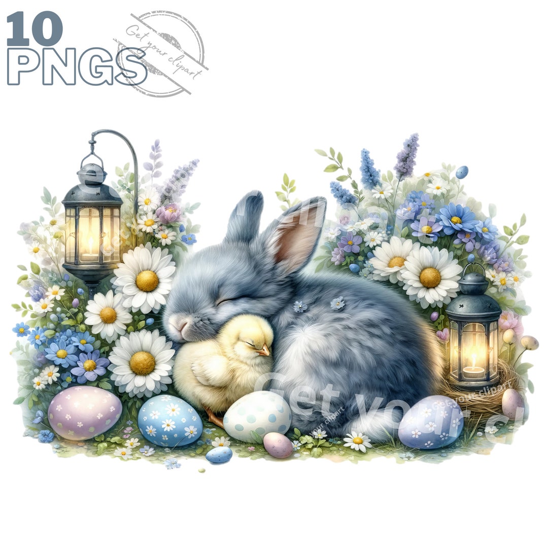 Easter Bunny and Chick Clipart Bundle, Easter Clipart, Easter Graphics ...