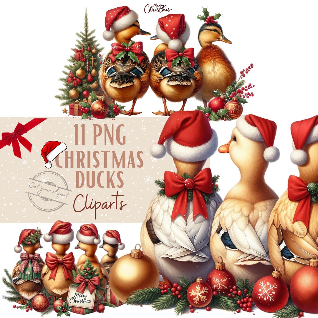 Christmas Duck Png Files, Duck Clipart, Christmas Clipart, Christmas ...