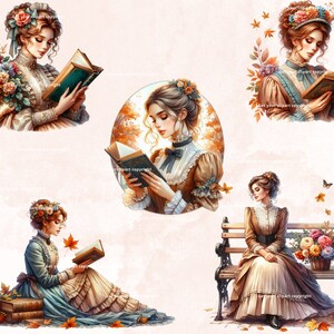 Autumn Victorian Clipart Bundle, Romantic PNG Graphics, Autumn Clipart ...