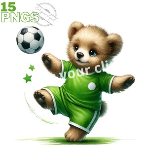 Soccer Teddy Bear Clipart, Nursery Graphics, Soccer Clipart, Teddy Bear ...