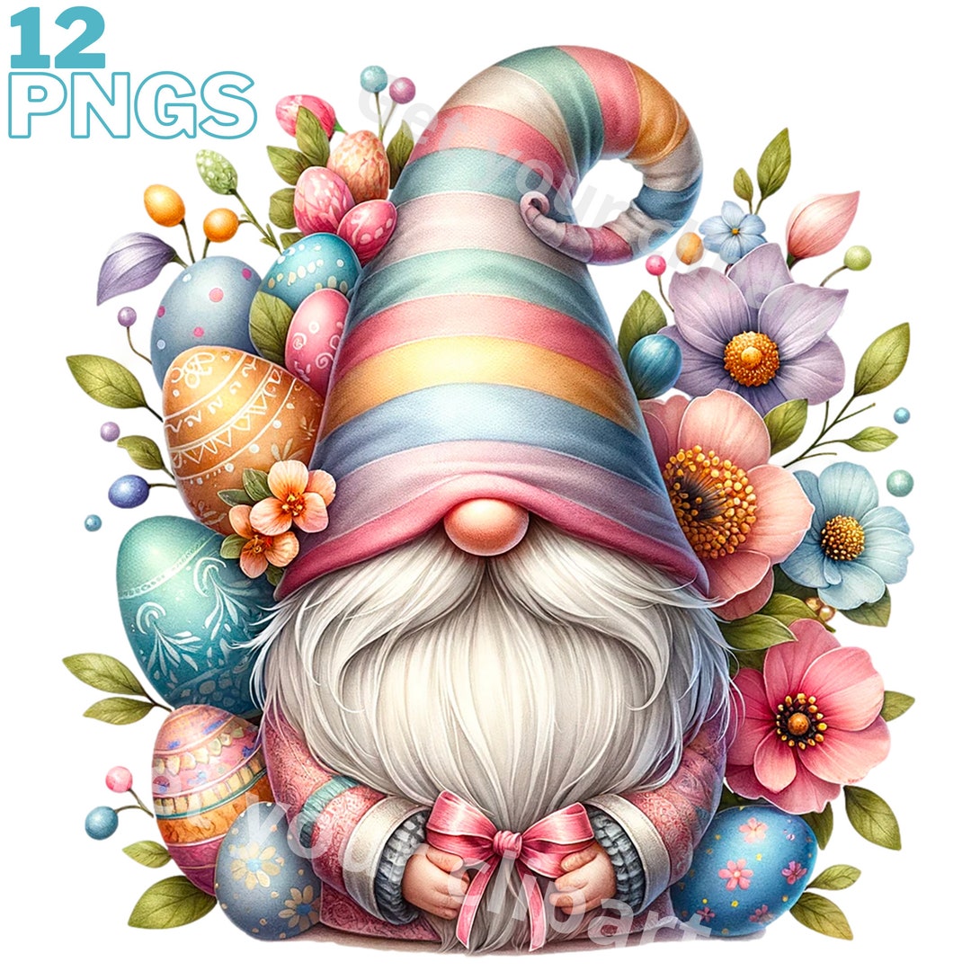 Easter Gnome Clipart Bundle, Garden Clipart, Spring Gnome Png Graphics ...
