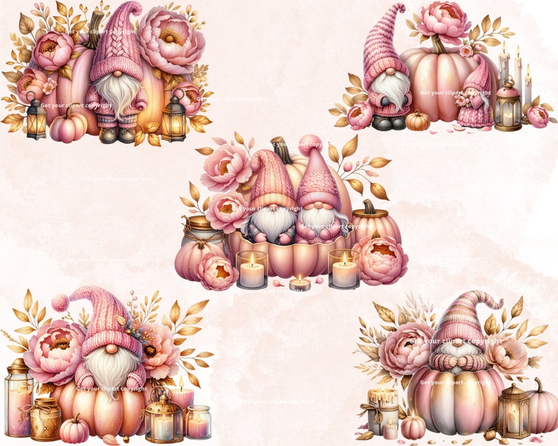 Pastel Gnome and Pumpkin Clipart Bundle, Fall Scrapbooking, Fall ...