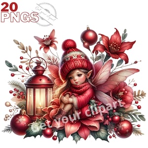 Christmas Fairy Clipart Bundle, Christmas Png Bundle, Fantasy Clipart ...