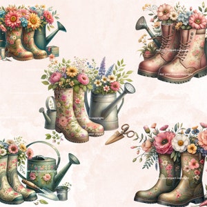 Garden Boots Clipart Bundle, Hello Spring Png Designs, Garden Clipart ...