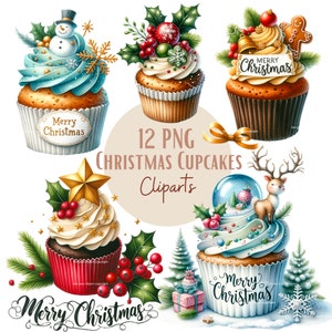 Christmas Cupcakes Clipart Bundle, Christmas Sweets, Christmas Treats ...