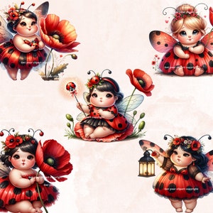 Cute Curvy Ladybug Fairy Clipart Bundle, Fantasy Clipart Bundle ...