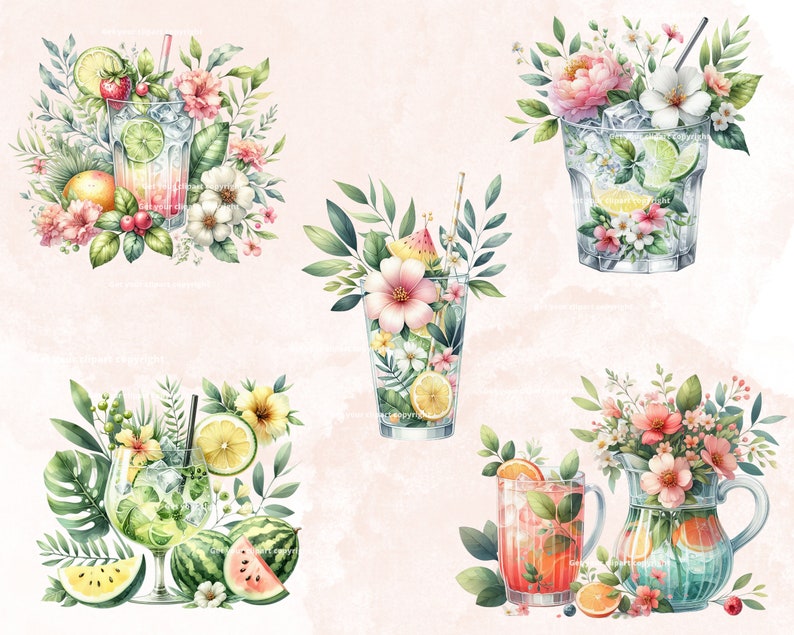 Summer Drinks Clipart Bundle, Summer Cocktails, Summer Graphics ...